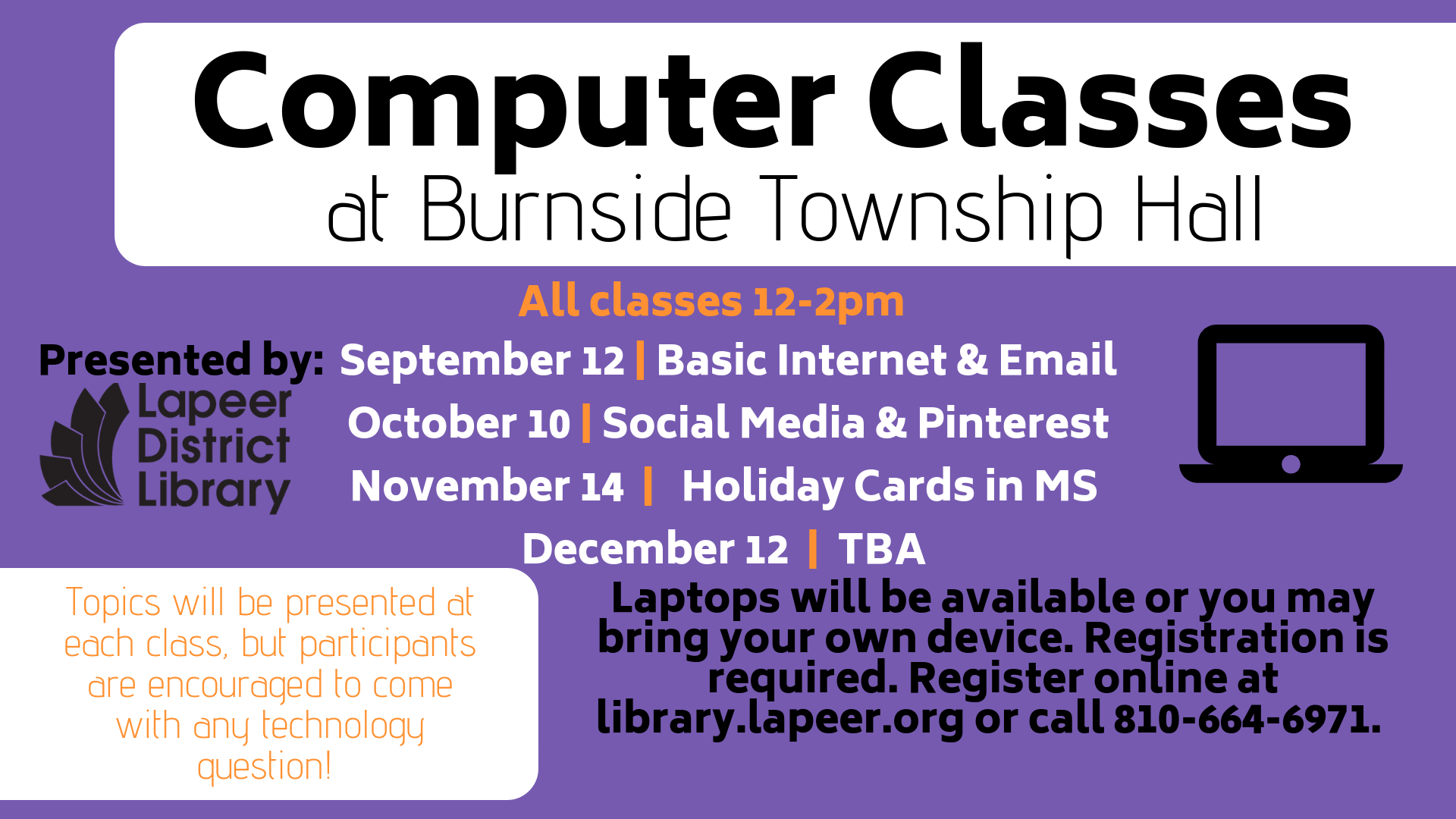 Computer Classes at Burnside Township Hall - Wednesday, September 12 ...