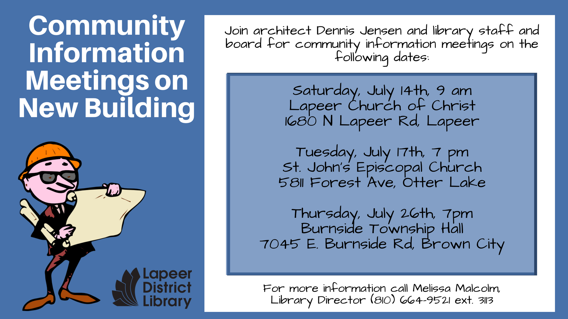 Community Information Meeting on New Building - Tuesday, July 17, 2018 ...