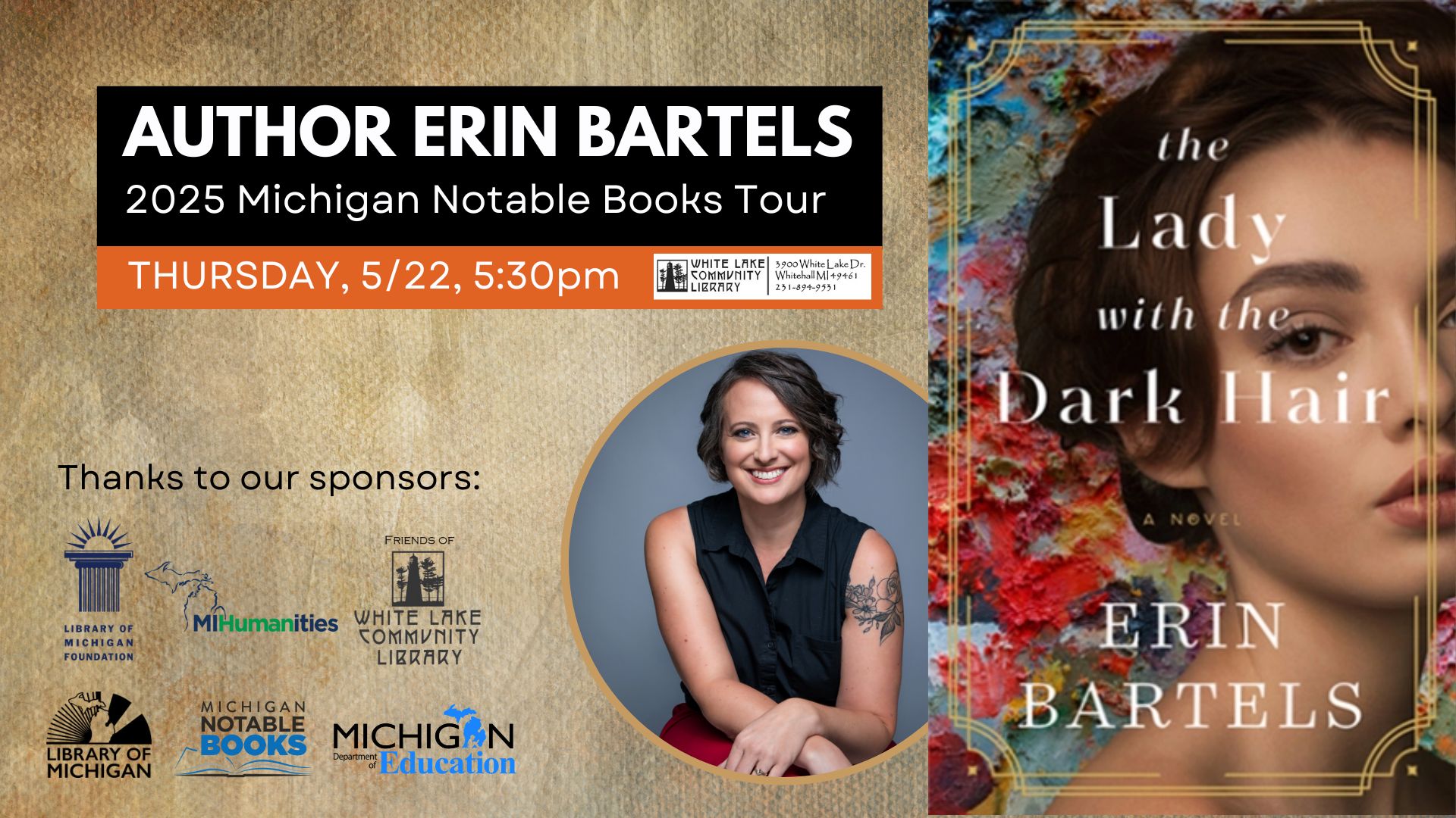 📘 An Evening with Michigan Notable Author Erin Bartels - Thursday, May ...