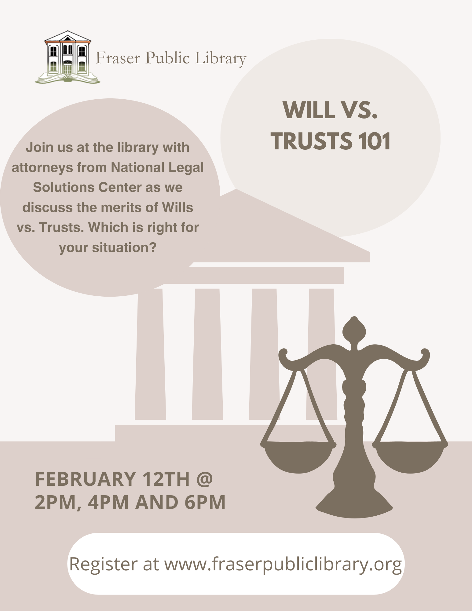 Wills Vs. Trusts 101 - Monday, February 12, 2024, 2:00 PM - Fraser ...