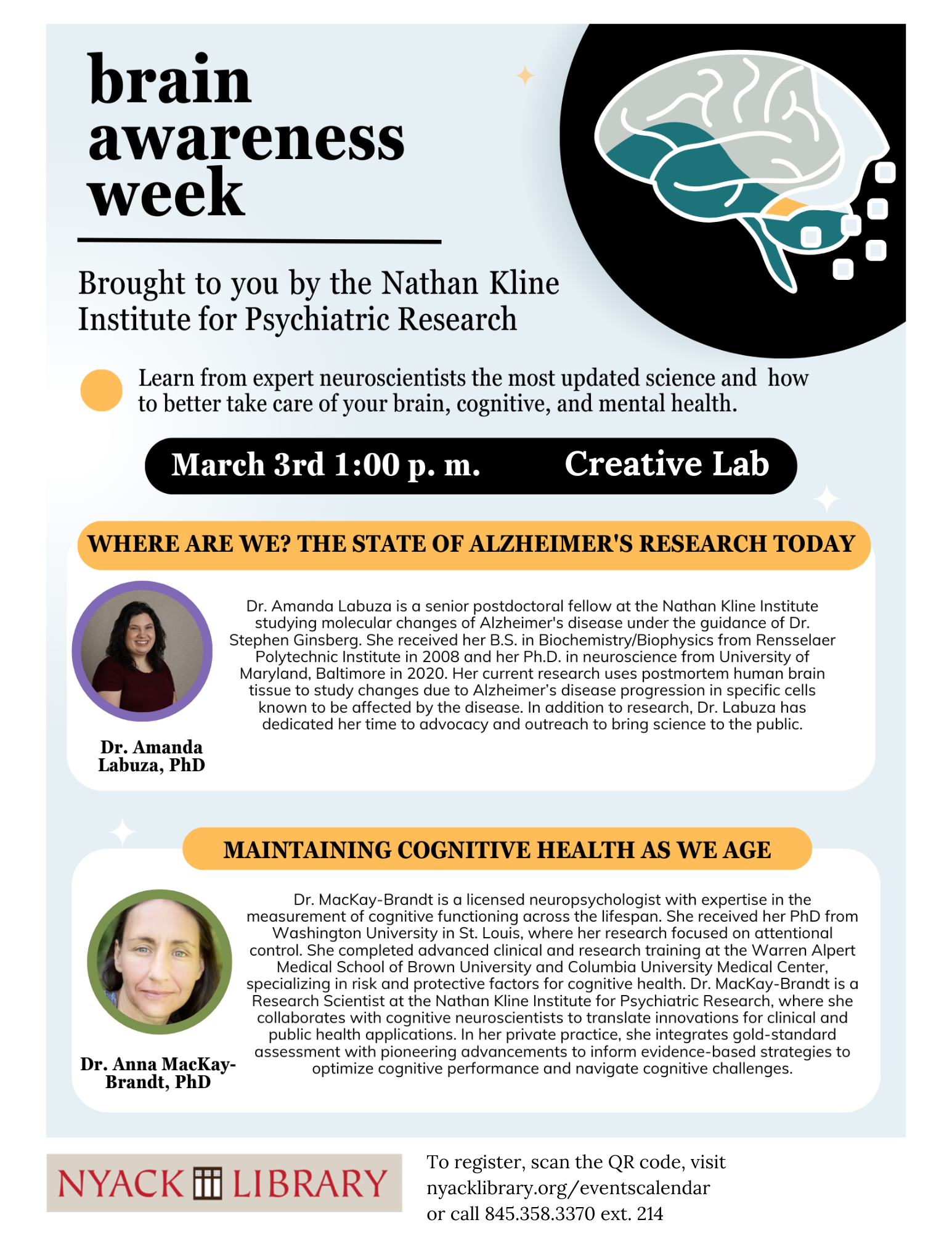 Brain Awareness Talk - Monday, March 3, 2025, 1:00 PM - The Nyack ...