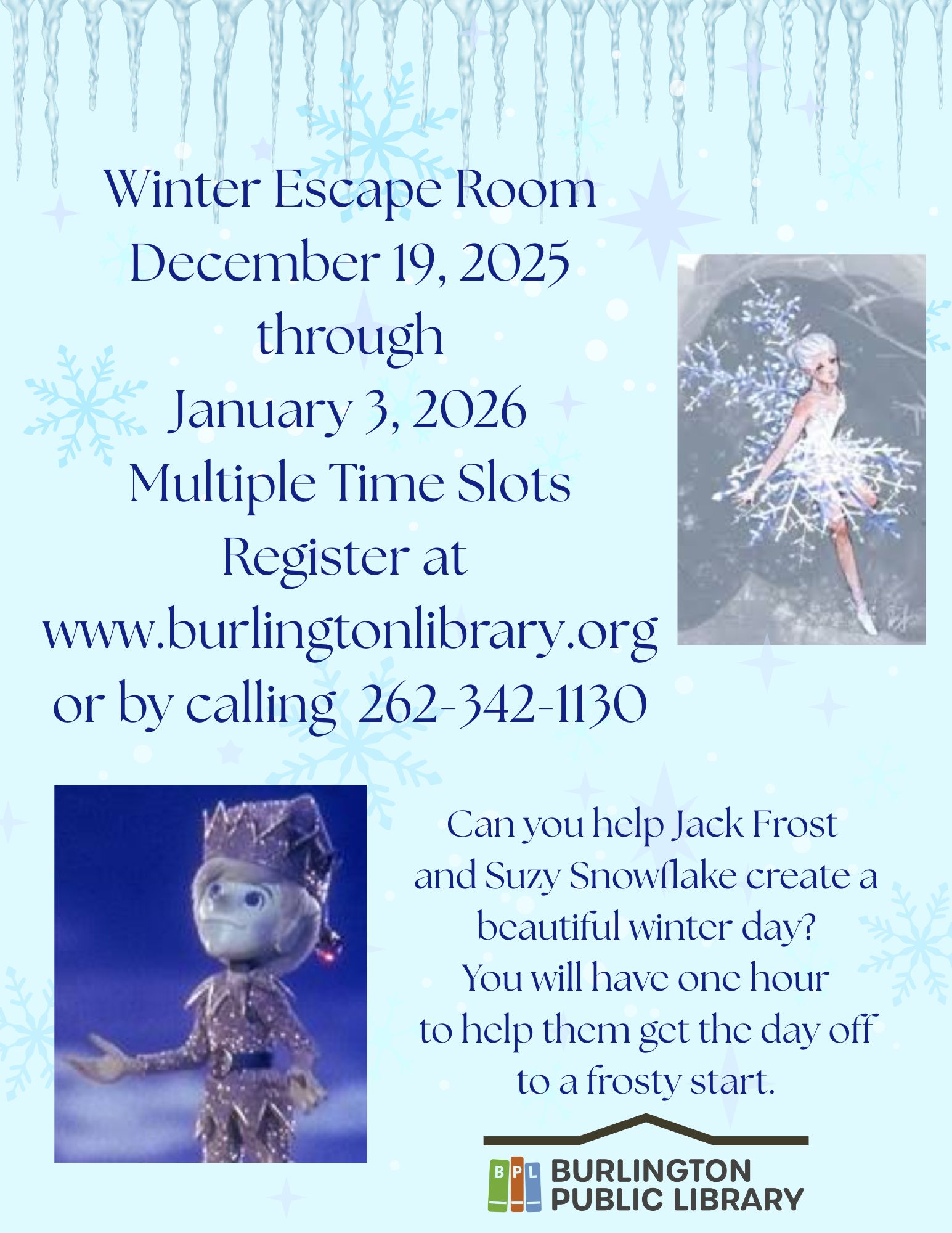 Winter Escape Room - Saturday, December 20, 2025, 1:30 PM - Burlington ...