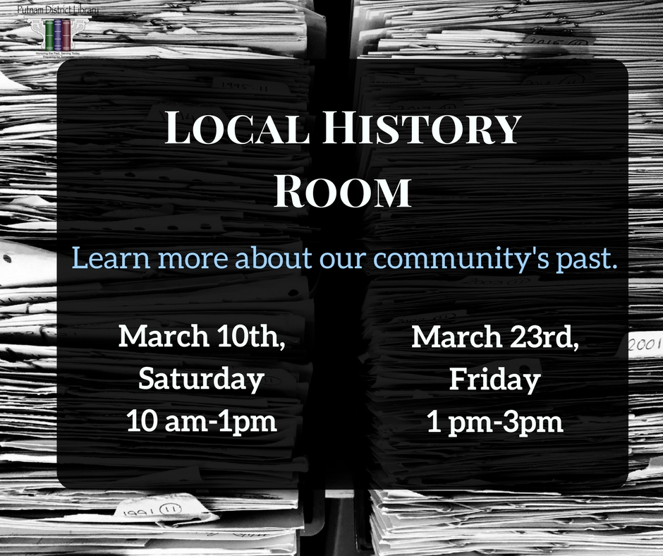 Local History Rooms Open - Saturday, March 10, 2018, 10:00 AM - Putnam ...