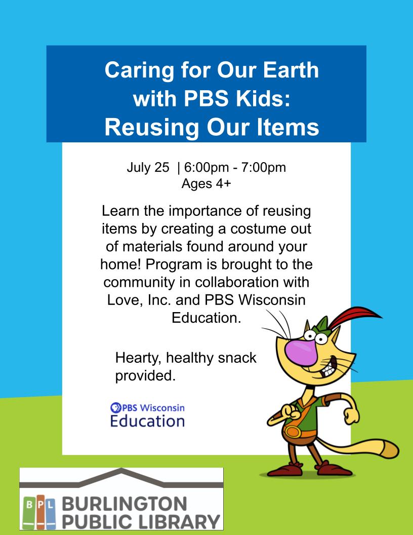 Caring For Our Earth With PBS Kids: Reusing Our Items - Thursday, July ...