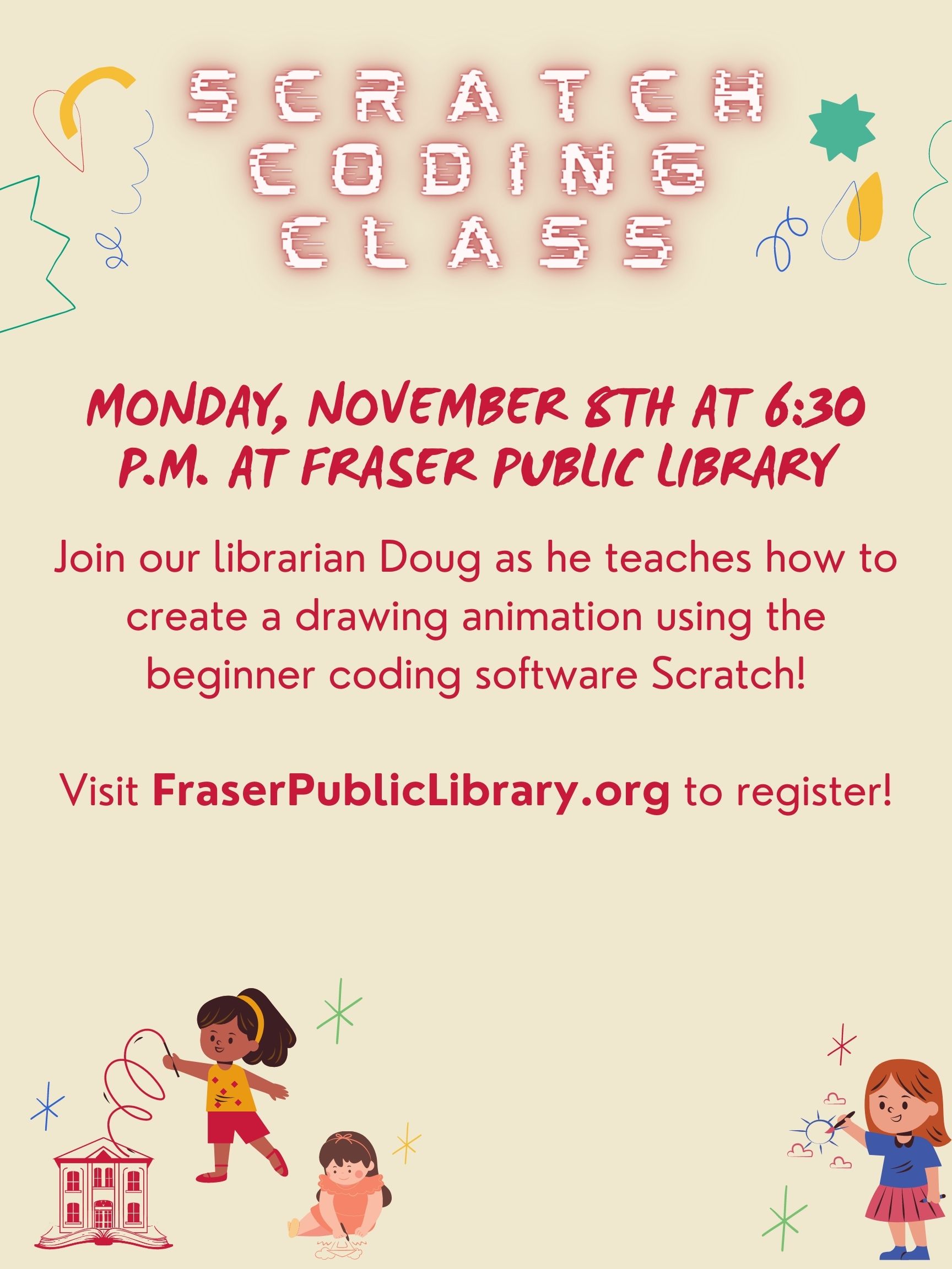 Scratch Coding Class: Drawing Tool - Monday, November 8, 2021, 6:30 PM ...