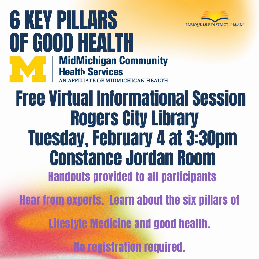 6 key pillars of good health at the Rogers City Library - Tuesday ...