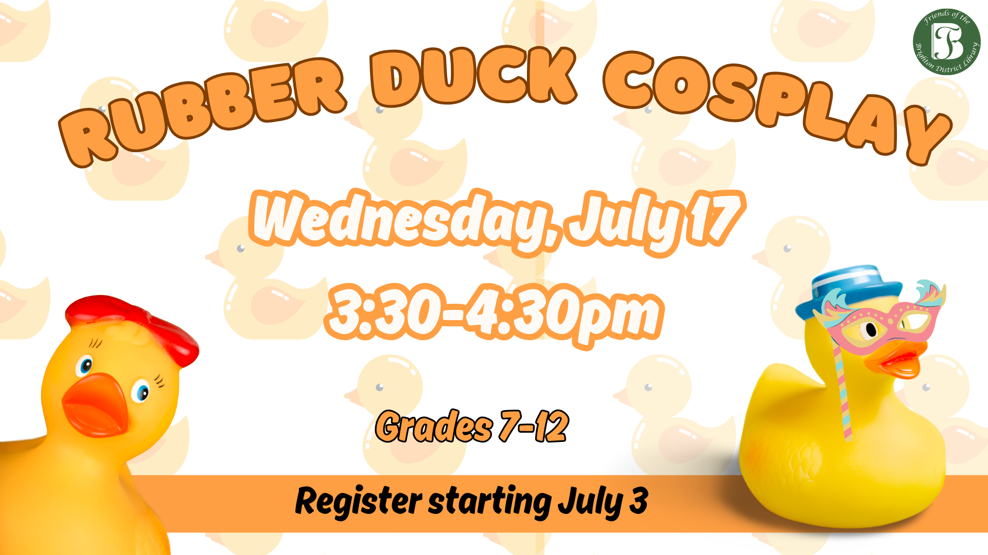 Rubber Duck Cosplay - Wednesday, July 17, 2024, 3:30 PM - Brighton ...
