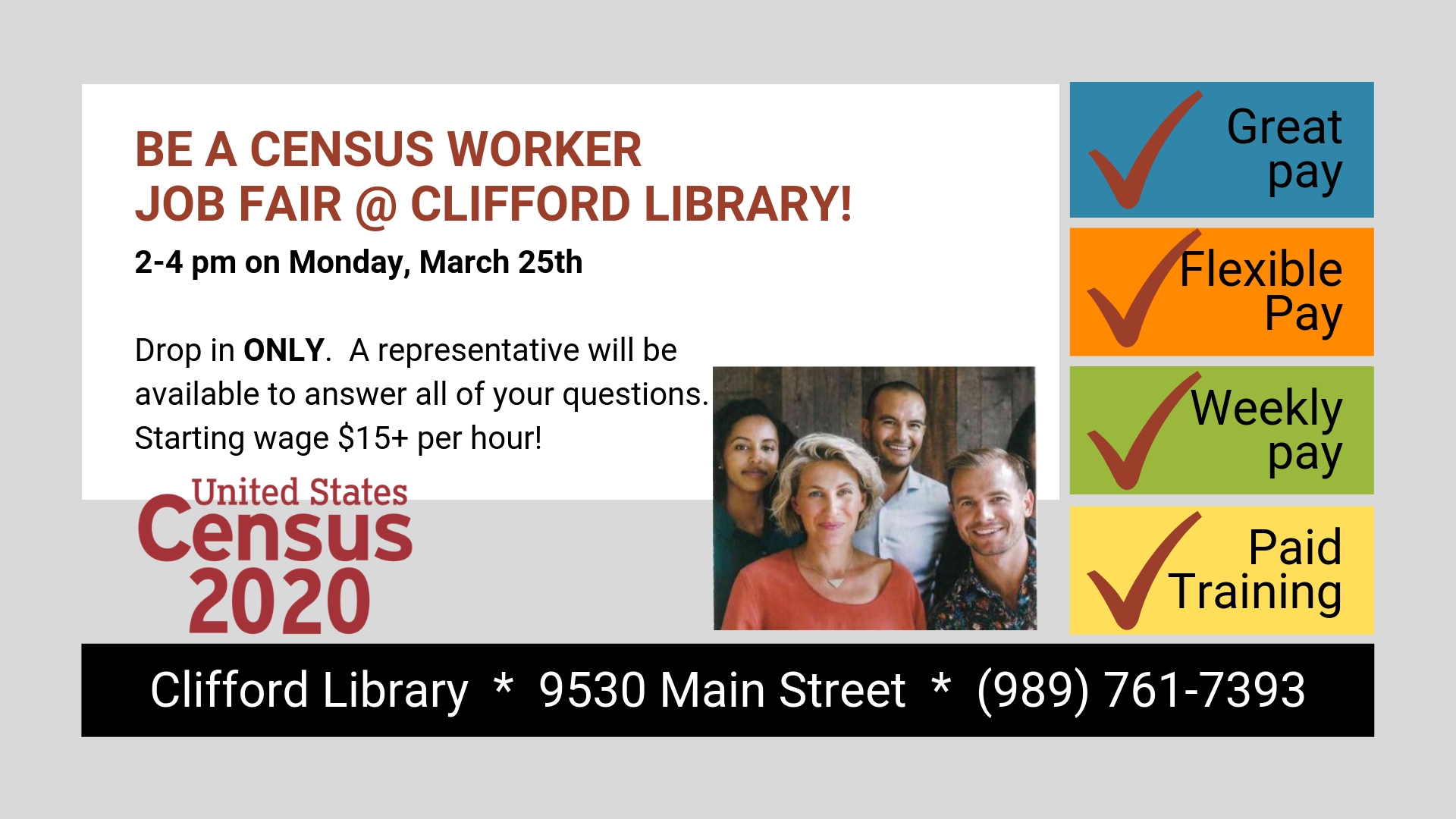 Census Job Fair @ Clifford Library - Monday, March 25, 2019, 2:00 PM ...