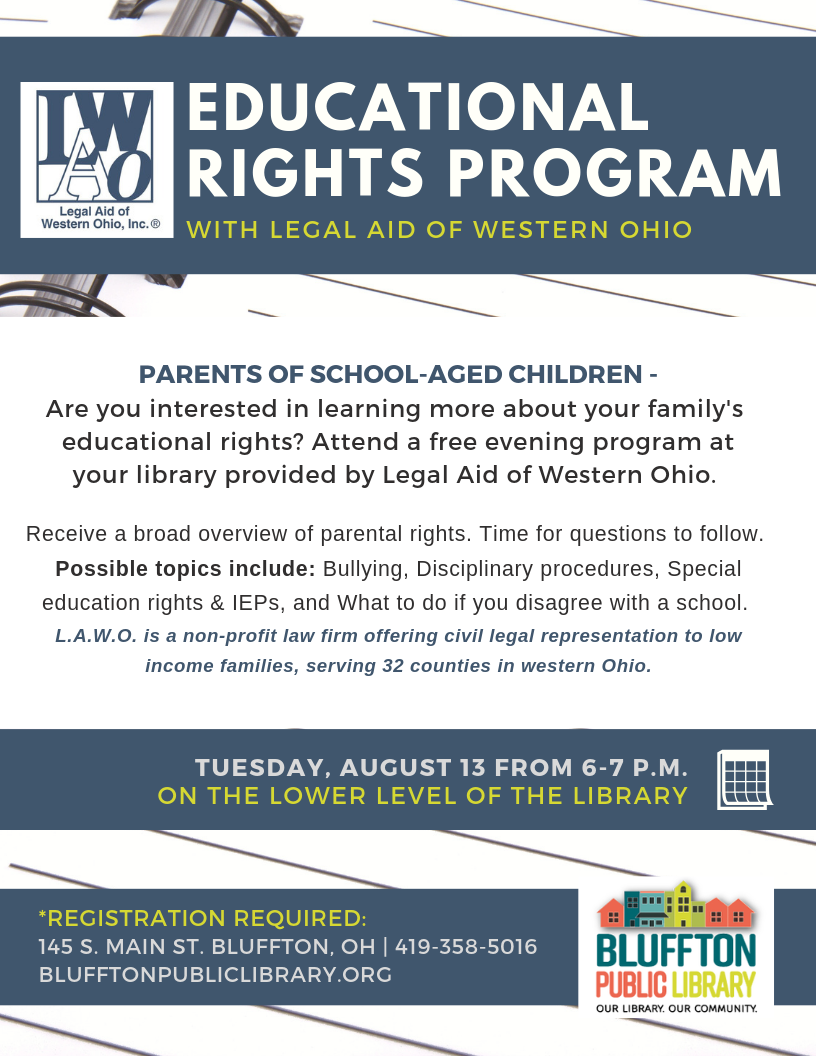 Educational Rights Program with Legal Aid of Western Ohio - Tuesday ...