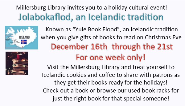 Jolabokaflod Icelandic Tradition at Millersburg Library - Monday ...