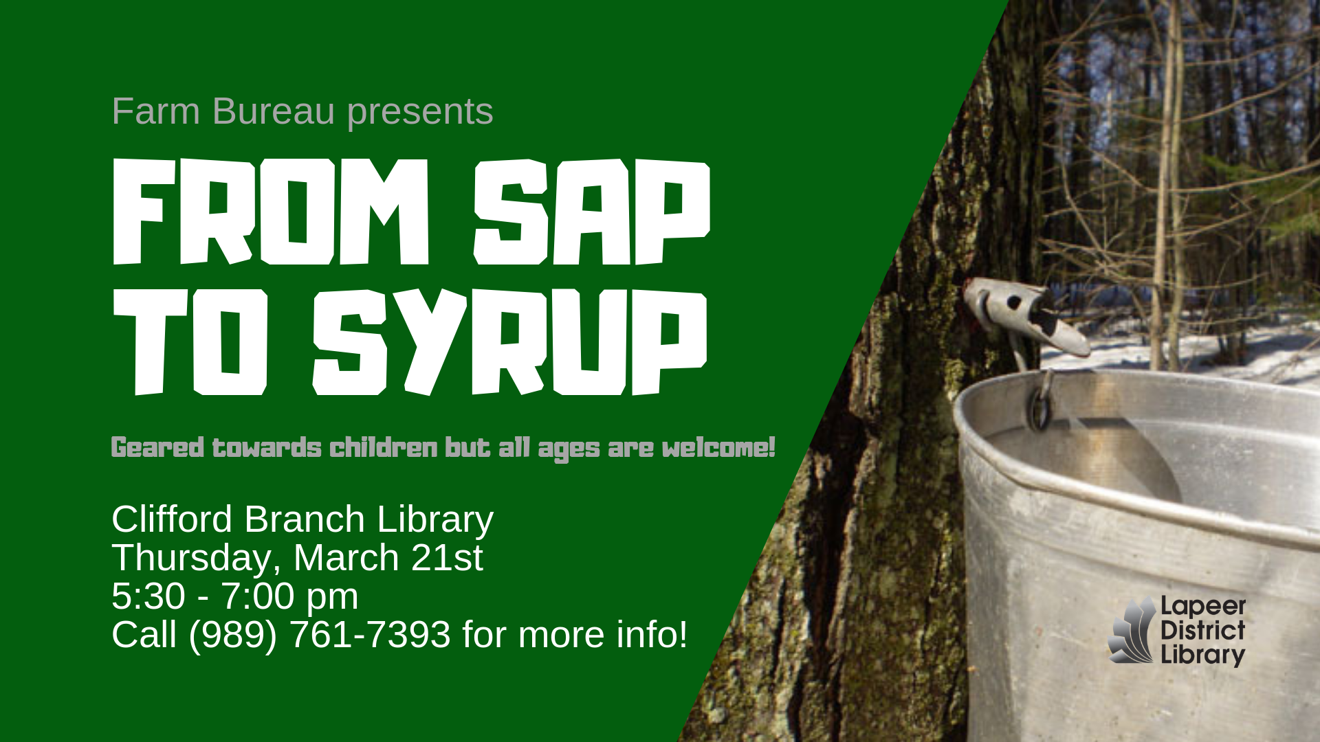 From Sap to Syrup - Clifford - Thursday, March 21, 2019, 5:30 PM ...