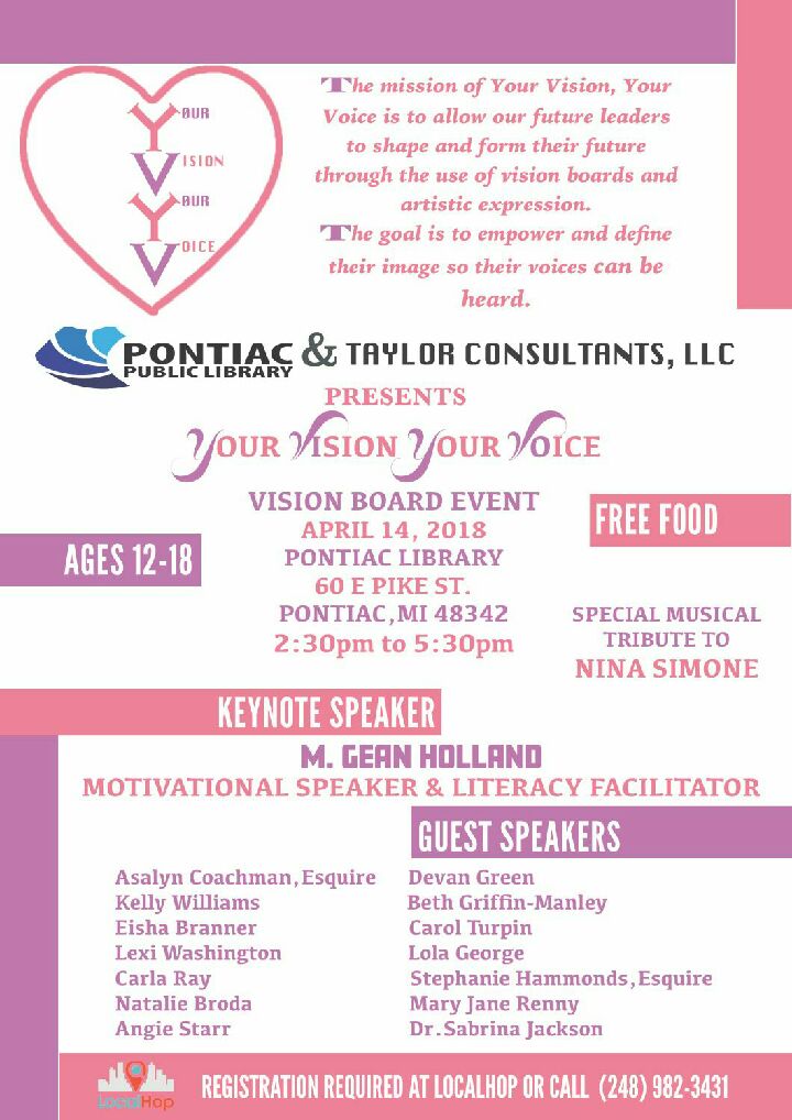 Your Vision Your Voice - Saturday, April 14, 2018, 2:30 PM - Pontiac ...