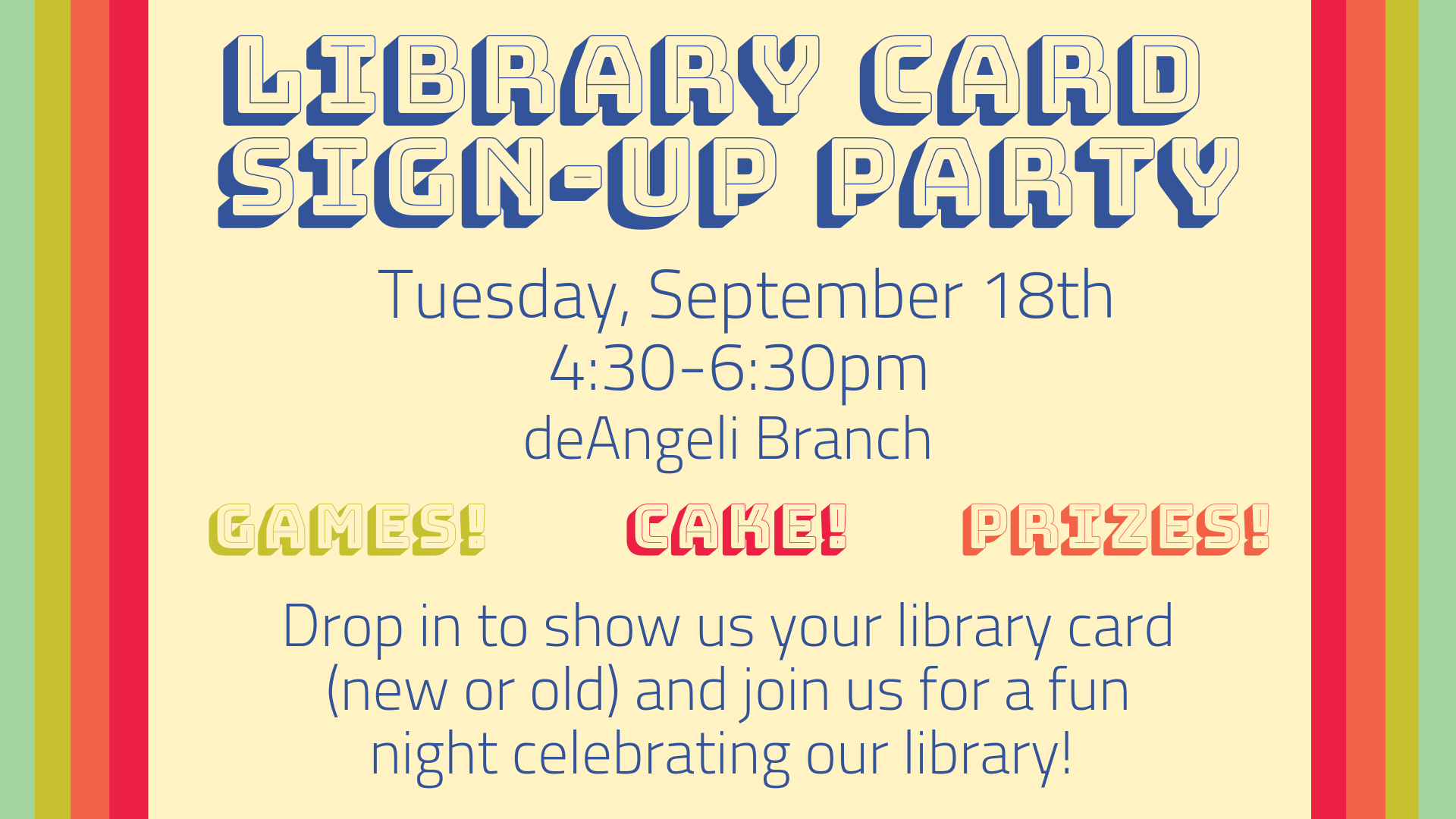 Library Card Sign Up Month Party - Tuesday, September 18, 2018, 4:30 PM ...