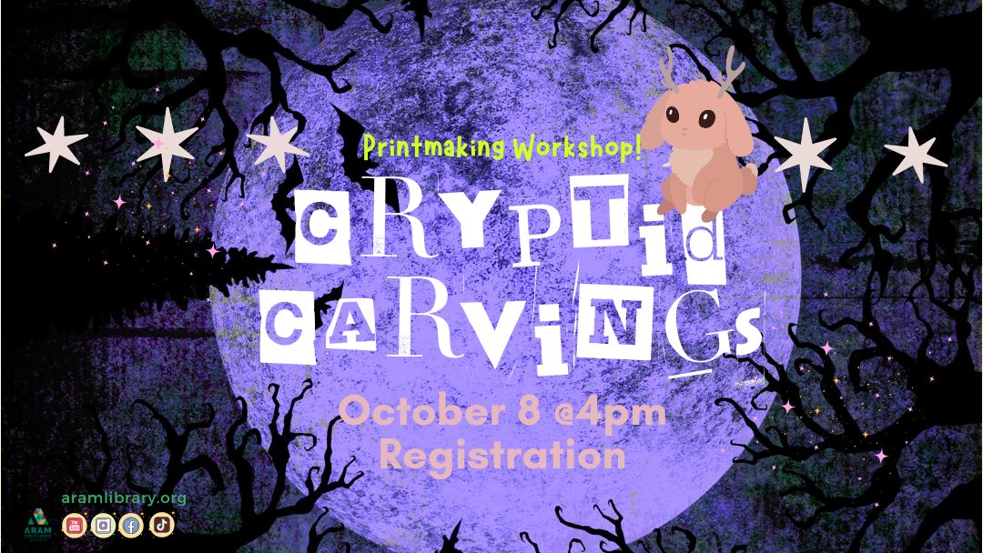 Tween & Teen Cryptid Carvings - Tuesday, October 8, 2024, 4:00 PM - Aram Public Library - LocalHop