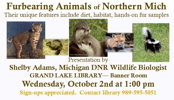 Furbearing Animals of Northern Michigan - Wednesday, October 2, 2019, 1 ...